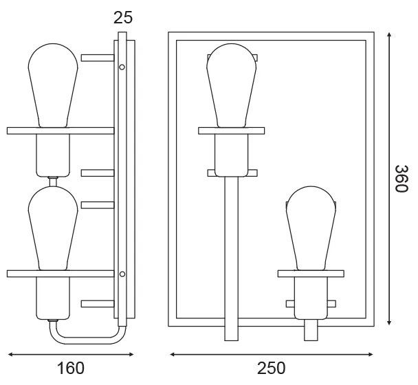 ACA DECOR Nástěnné svítidlo TESLA max. 2x60W/E27/230V/IP20