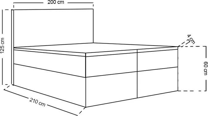 Eka Kontinentální čalouněná postel Soft - Cassablanca (200x200 cm) Barva látky Trinity: Krémově bíla (Trinity 2301)
