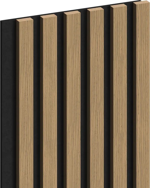 Mexen Lam-F, akustické stěnové lamely 275 × 30 cm, plstěný podklad 8 mm, technická dýha, ořech lněný, S105-275307-3015-015