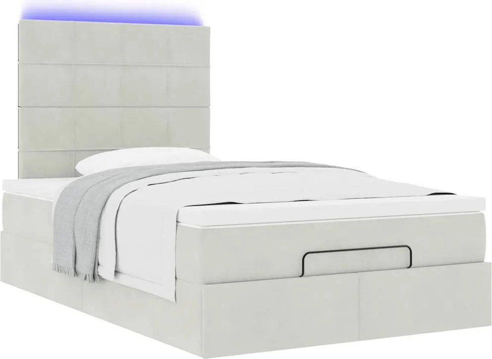 Osmanský rám postele s matracemi světle šedá 120x190 cm samet 3314306