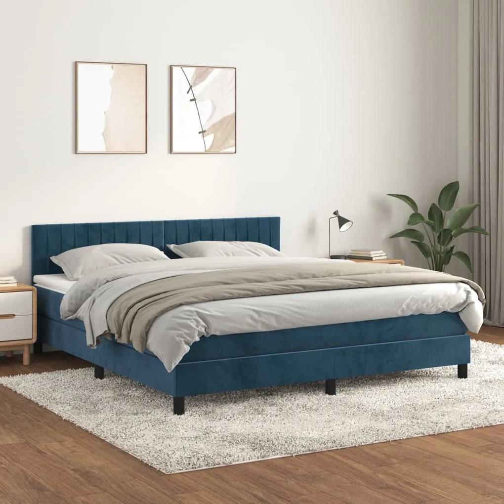 Box spring postel s matrací tmavě modrá 180x200 cm samet,  3141441
