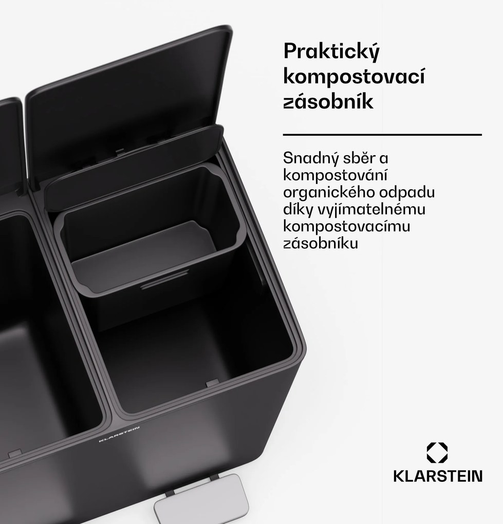 Klarstein EcoVista, odpadkový koš s kompostérem, 40 l + 3 l/koš + kompostér, Soft-Close