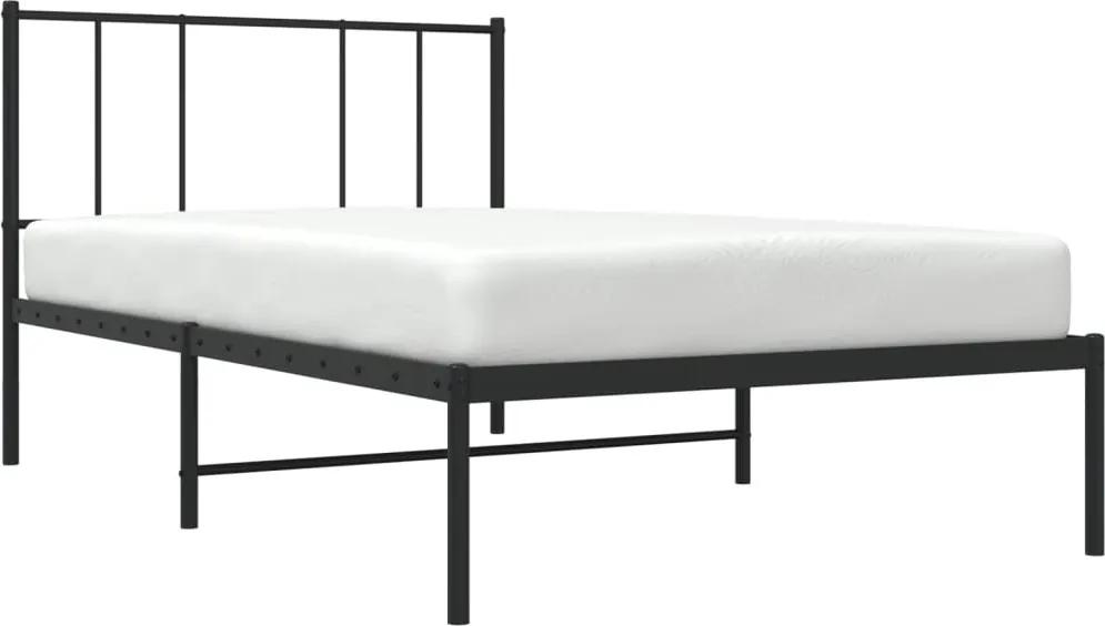 vidaXL Kovový rám postele s čelem 90 x 190 cm [352472] Barva: Černá
