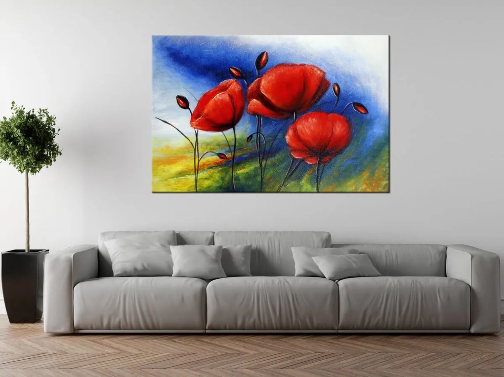 Gario Ručně malovaný obraz Veselé máky Rozměry: 100 x 70 cm