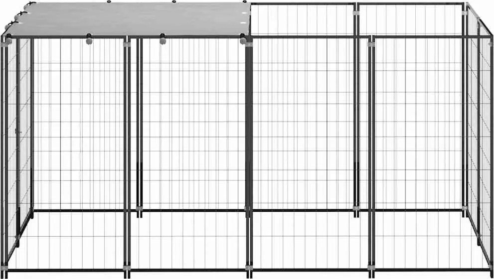 Psí kotec černý 2,42 m² ocel 3082199
