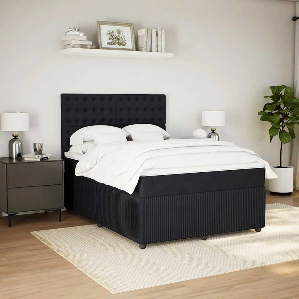 Box spring postel s matrací černá 140 x 190 cm samet 3294648