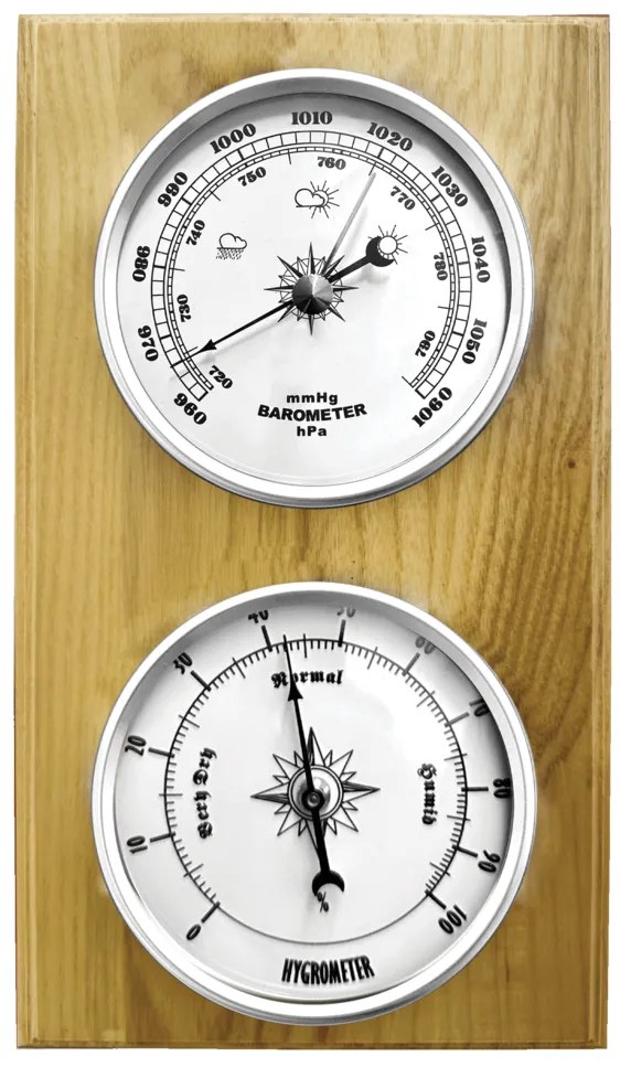 JVD Dřevěný hranatý vlhkoměr a barometr JVD BA232/68