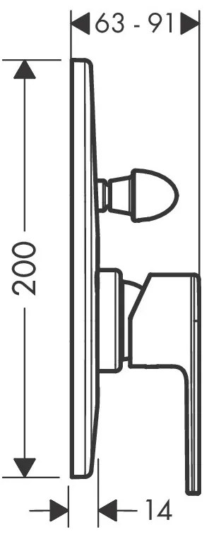 Hansgrohe Vernis Shape - Páková vanová baterie pod omítku, sada s tělesem, černá matná 71472670