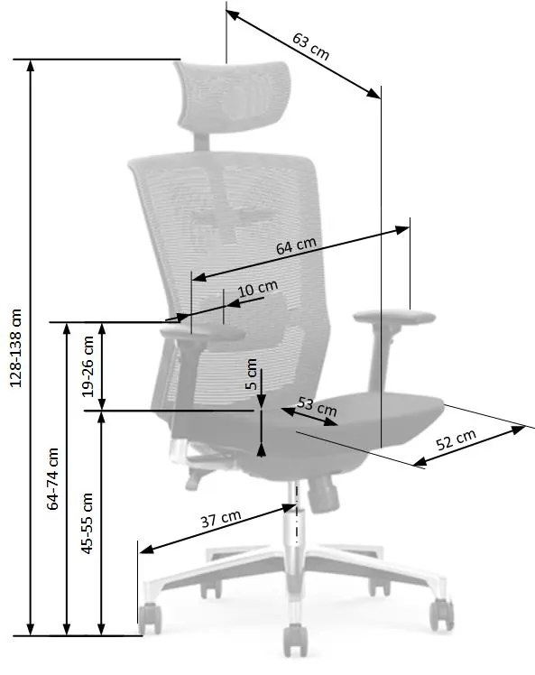 Kancelářská ergonomická židle AMBASSADOR – látka, šedá/černá Halmar