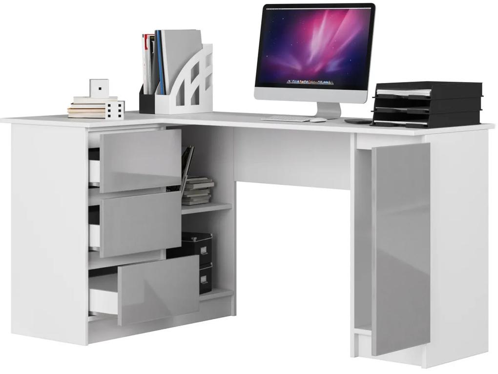 Rohový psací stůl B20 bílý/šedý levý