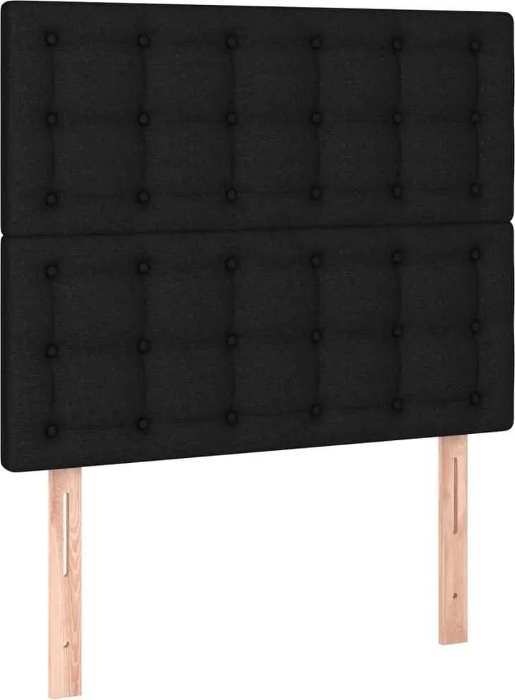 vidaXL Box spring postel s matrací a LED 100x200 cm textil [3135175] Barva: Černá