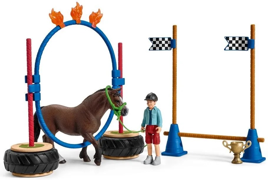 Set figurek a příslušenství schleich závod v agility pro poníky 42482