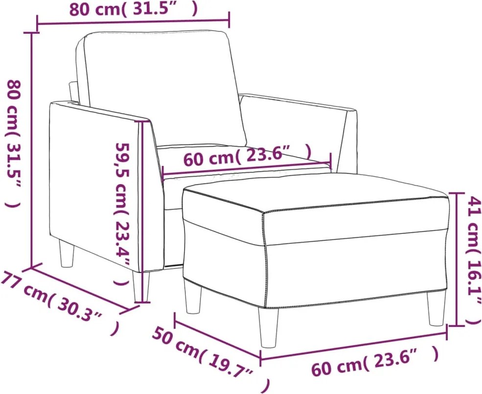 Křeslo s podnožkou vínové 60 cm umělá kůže 3201120