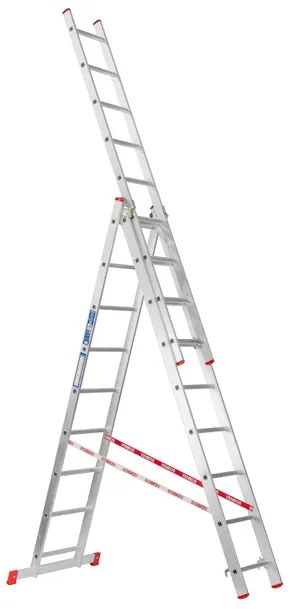 Hliníkový trojdílný výsuvný žebřík VENBOS HOBBY, 3x9 příček, 5,36 m
