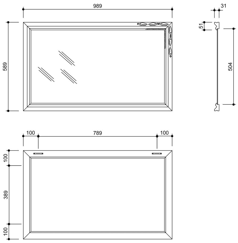 Sapho BOHEMIA zrcadlo v dřevěném rámu 589x989mm, zlatá - NL484