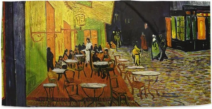 Sablio Ručník Terasa kavárny v noci - Vincent van Gogh - 50x100 cm