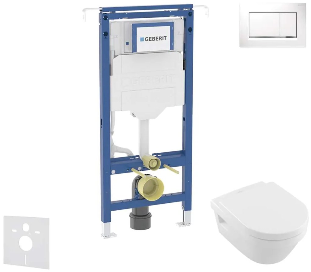 Geberit Duofix - Set předstěnové instalace, klozetu a sedátka Villeroy Boch, tlačítka Sigma20, DirectFlush, SoftClose, CeramicPlus, bílá/chrom SANI11CK3105