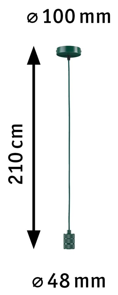 Paulmann 78433 Tilla, zelené svítidlo pro dekorativní žárovku, 1x60W E27 délka 210cm
