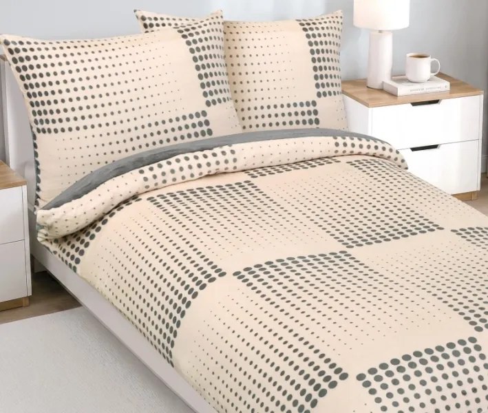 Bellatex Mikroflanelové povlečení 140x200 cm. 70x90 cm Puntík Růžová,Šedá