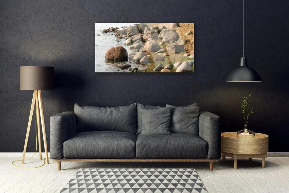 akrylový obraz Kameny Moře Krajina 100x50 cm