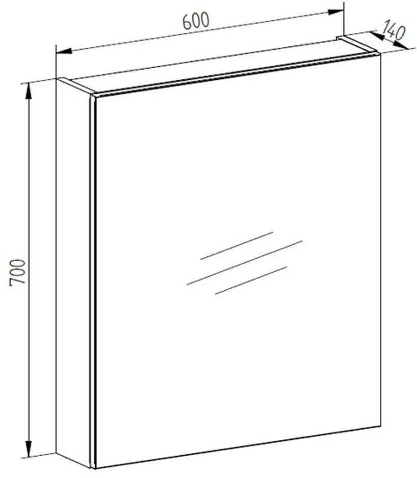Mereo, Mereo Koupelnová zrcadlová skříňka 60 cm, galerka, 1x dvířka levá, Multidecor, Ořech Pacifik přírodní, MER-CN798G61OPP2