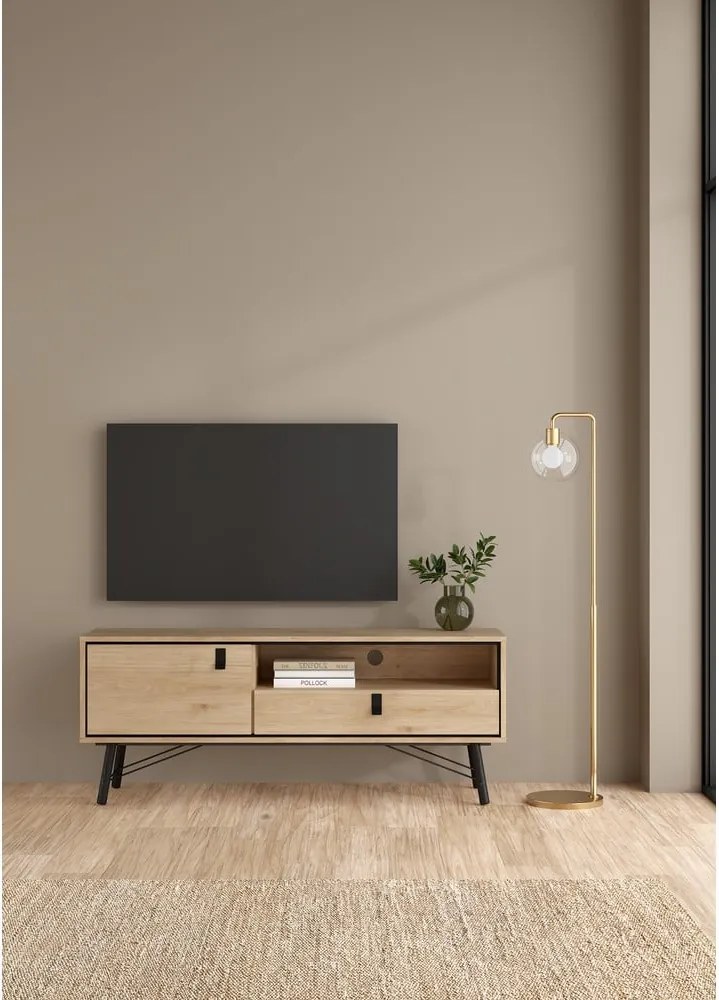 TV stolek v dekoru dubu v přírodní barvě 150x60x40 cm Ry – Tvilum