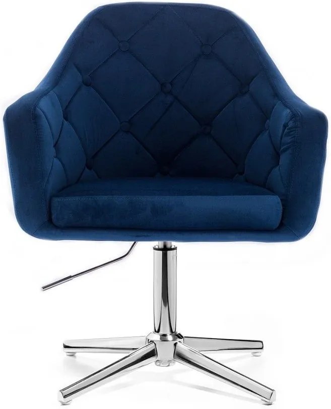 LuxuryForm DESIGN Otočné křeslo ANDORA VELUR na stříbrném kříži - modré