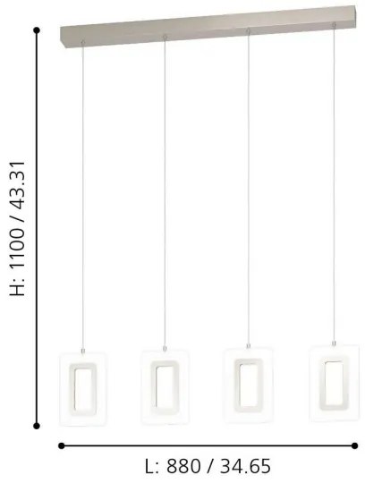 Eglo 99107 - LED Lustr na lanku ENALURI 4xLED/5,4W/230V