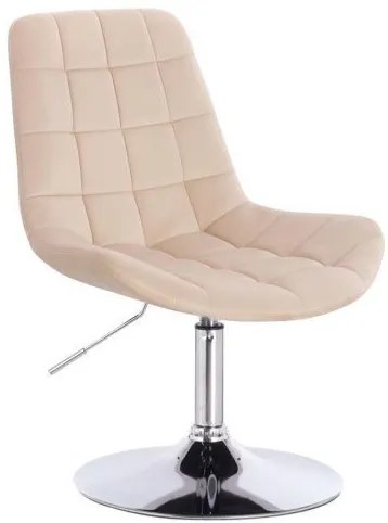 LuxuryForm DESIGN Otočná židle PARIS VELUR na stříbrném talíři - krémová