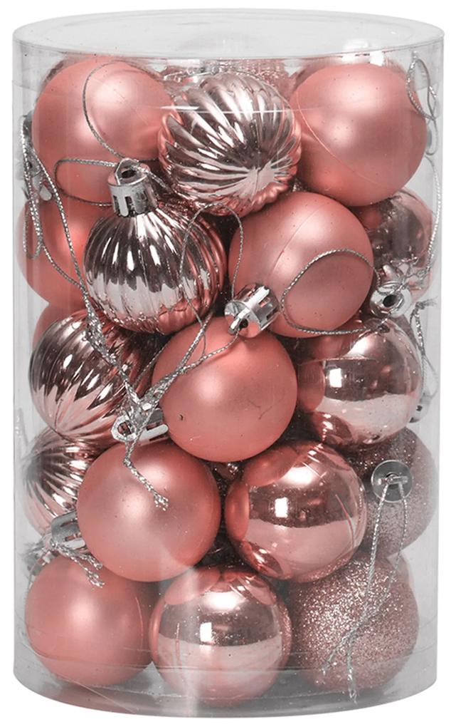 Tutumi, vánoční ozdoby na stromeček 34ks SYSD1688-026, růžová, CHR-05013