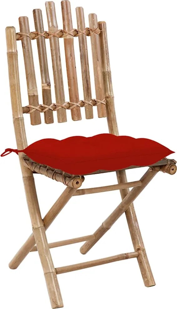 Skládací židle 2 ks s bambusovými polštáři 3064008