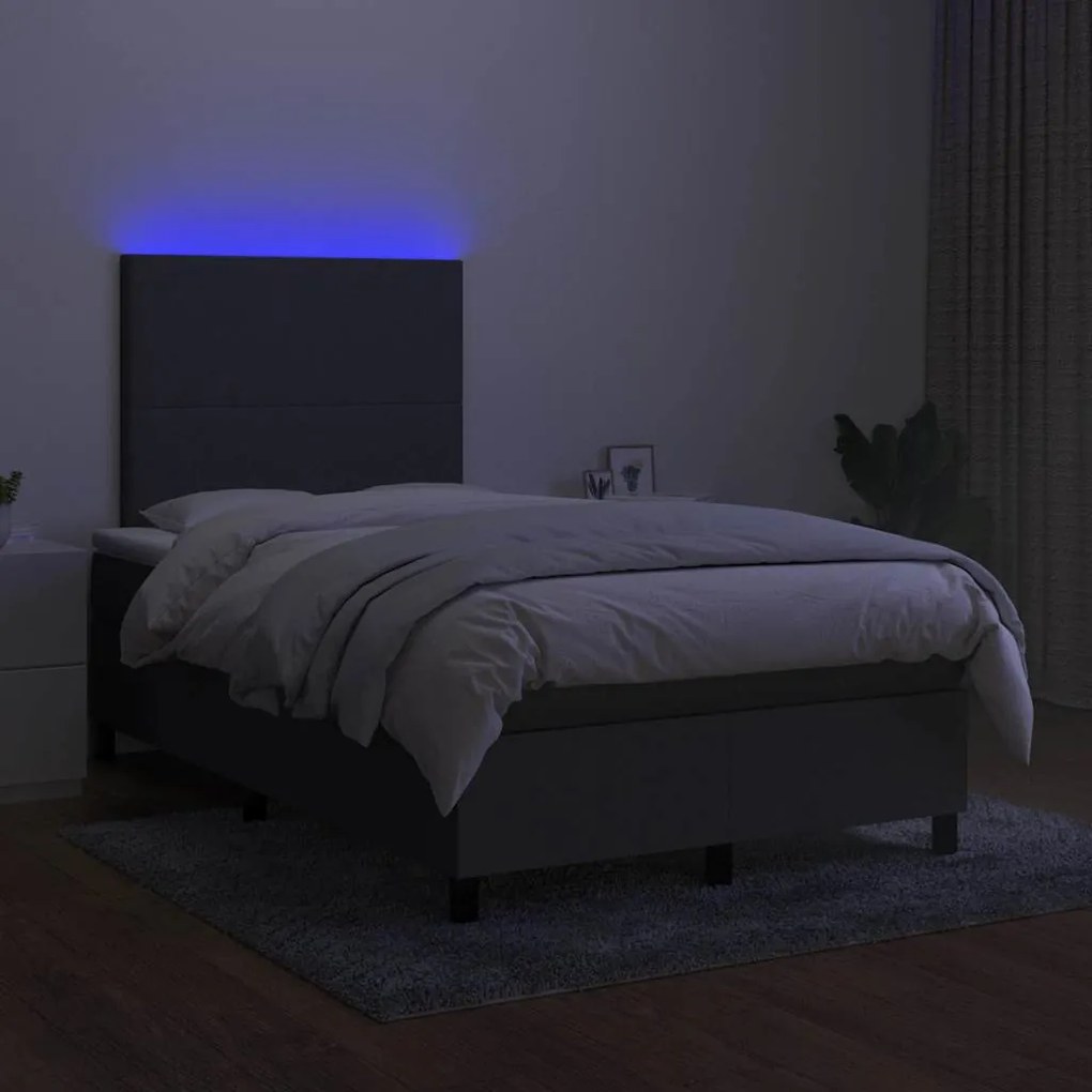 Box spring postel s matrací a LED tmavě šedá 120x190 cm textil 3270184