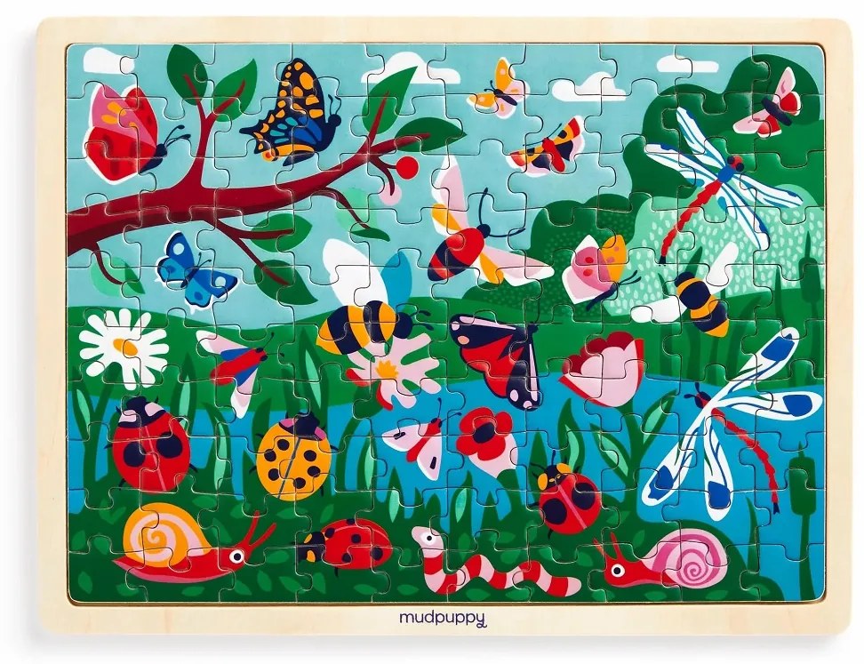 Mudpuppy Dřevěné puzzle Život na zahradě 100 dílků
