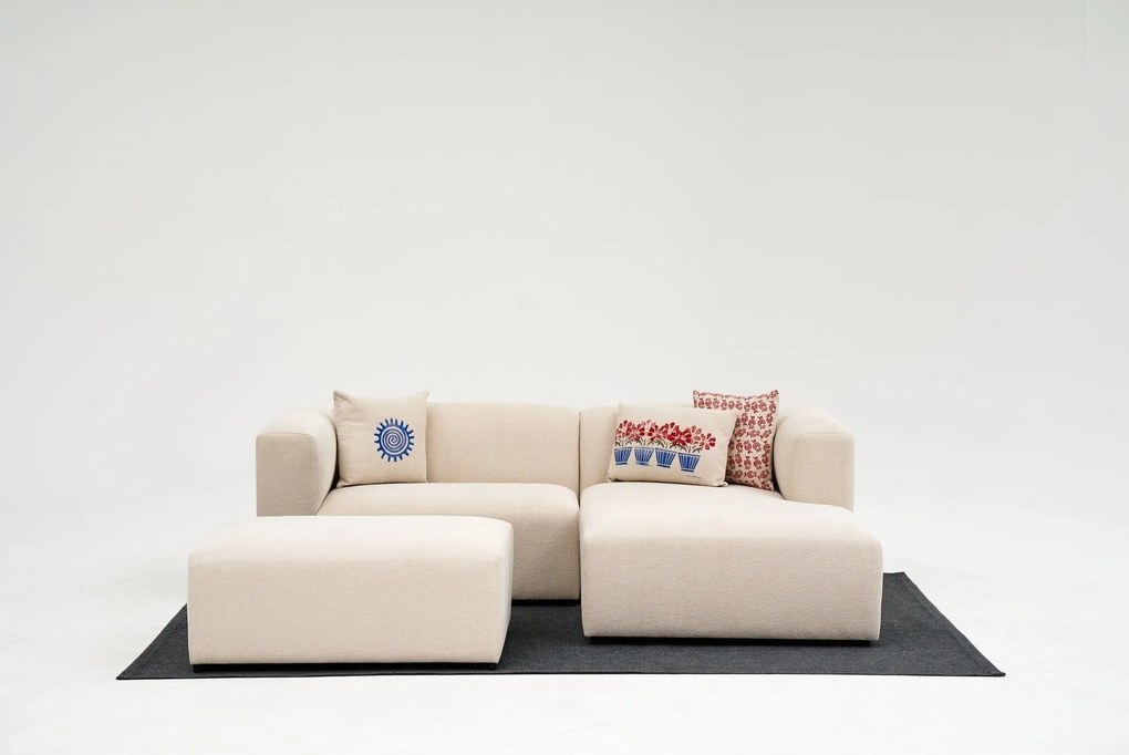 Hanah Home Rohová pohovka LINDEN MINI pravá krémová