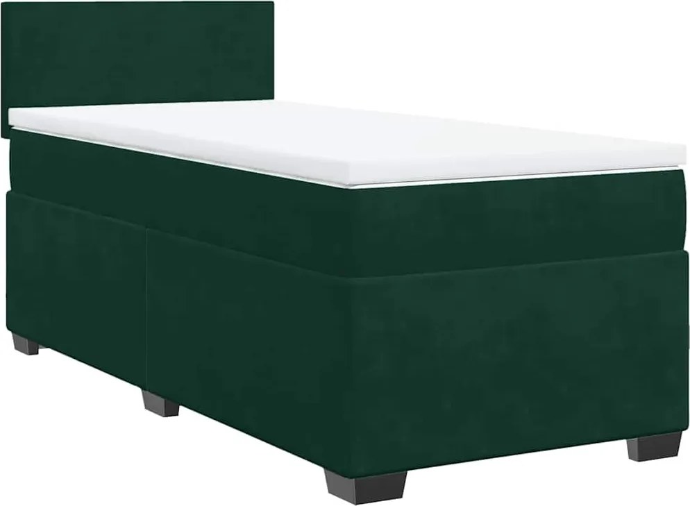 Box spring postel s matrací tmavě zelená 100x200 cm samet 3286231