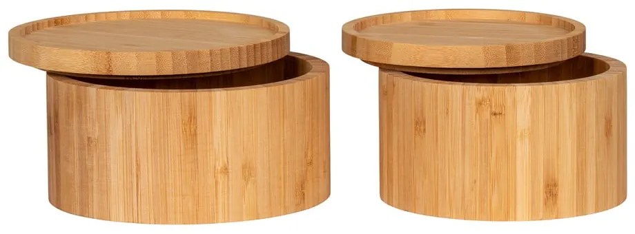 Bambusové úložné boxy v sadě 2 ks s víkem/dekorativní v přírodní barvě ø 15x8 cm Chefalu – House Nordic