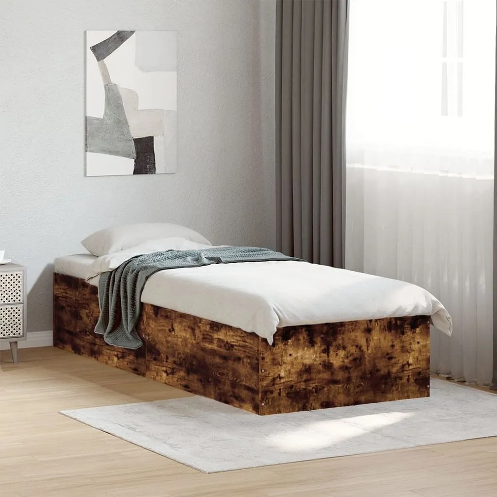 Rám postele kouřový dub 100 x 200 cm kompozitní dřevo 3281053