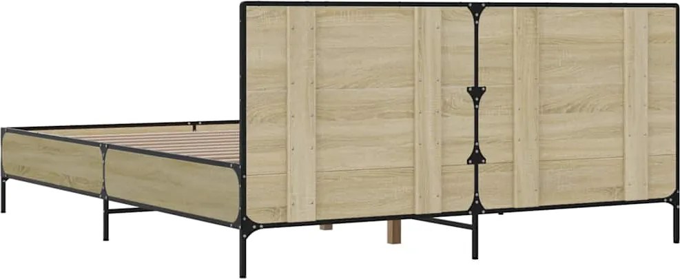 Rám postele dub sonoma 140 x 190 cm kompozitní dřevo a kov 3280033