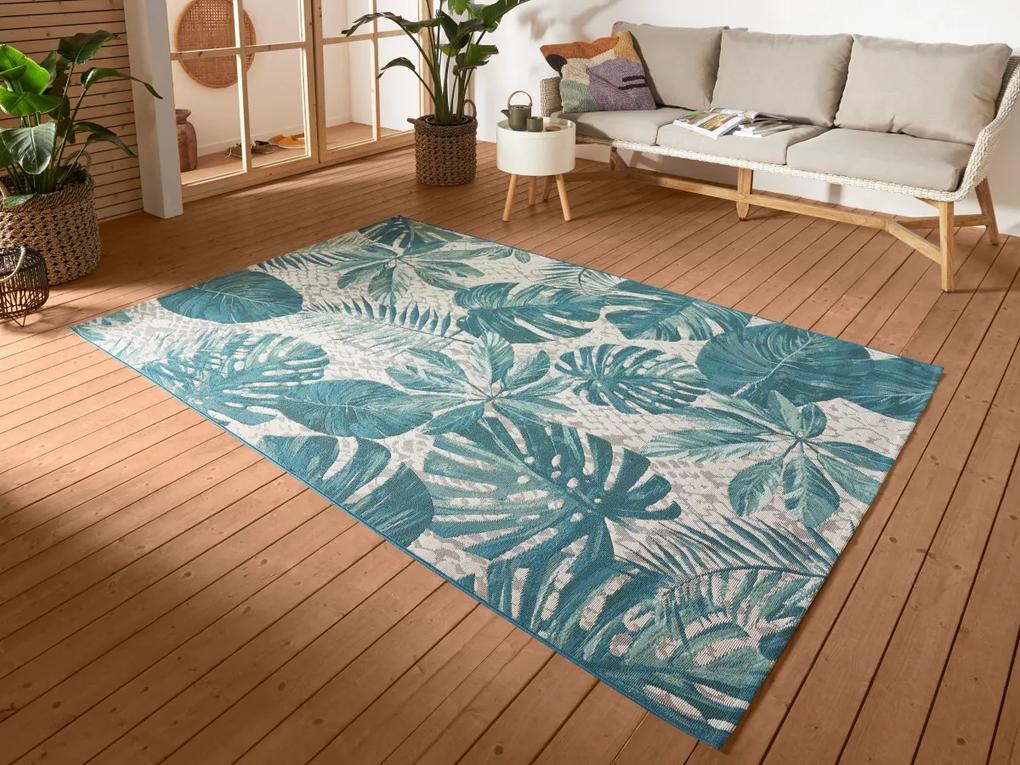 Hanse Home Collection koberce Kusový koberec Flair 105618 Tropical Leaves Turqouise – na ven i na doma - 160x235 cm
