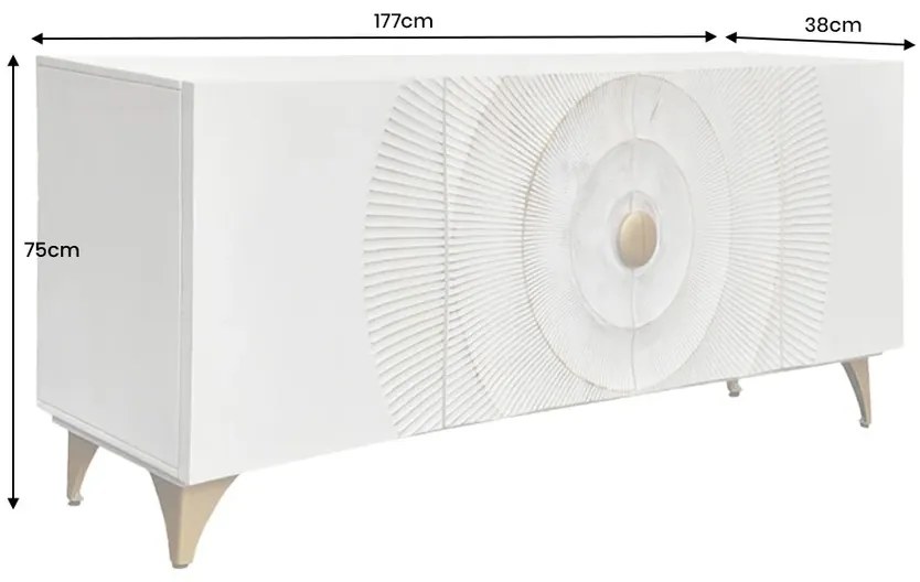 Designová komoda Venetia 177 cm bílé mango