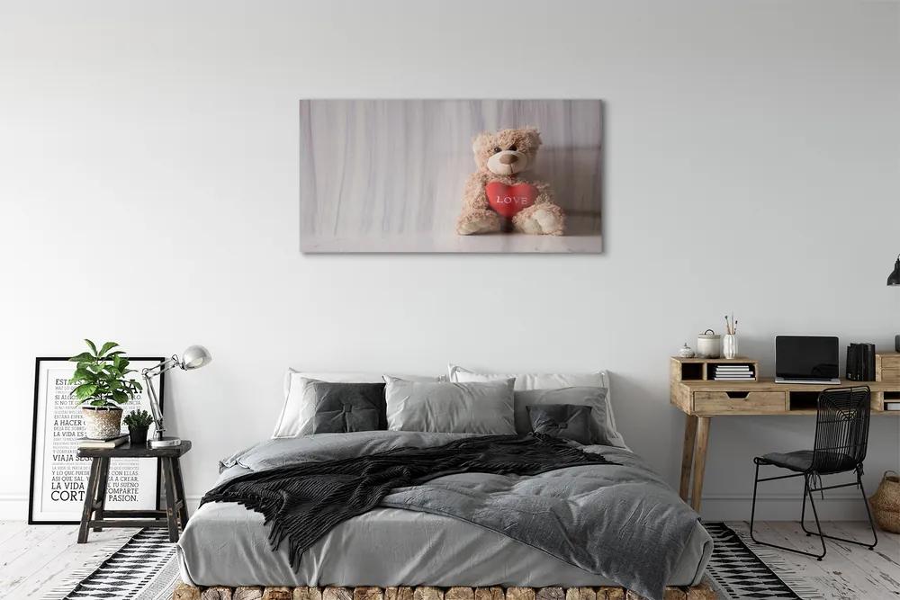 akrylový obraz srdce medvídek 125x50 cm