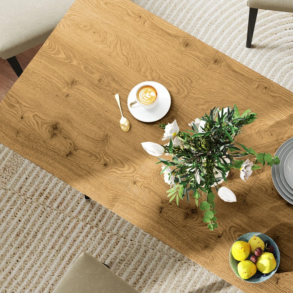 Skládací jídelní stůl HOMCOM, obdélníkový skládací kuchyňský stůl, rozkladací stůl 120-160 cm pro 6 až 8 osob se ocelovými nohami, přírodní