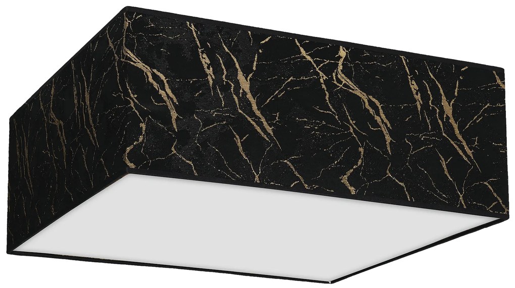 Stropní svítidlo Senso Square, 1x černé/zlaté textilní stínítko, (bílé plexisklo), (50 cm)