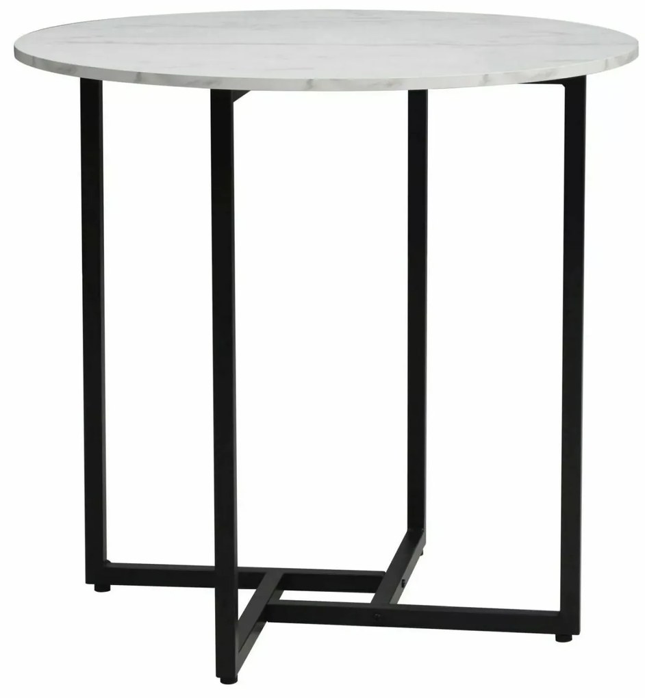 Kulatý jídelní stůl Alto 80 cm bílý mramor/černý