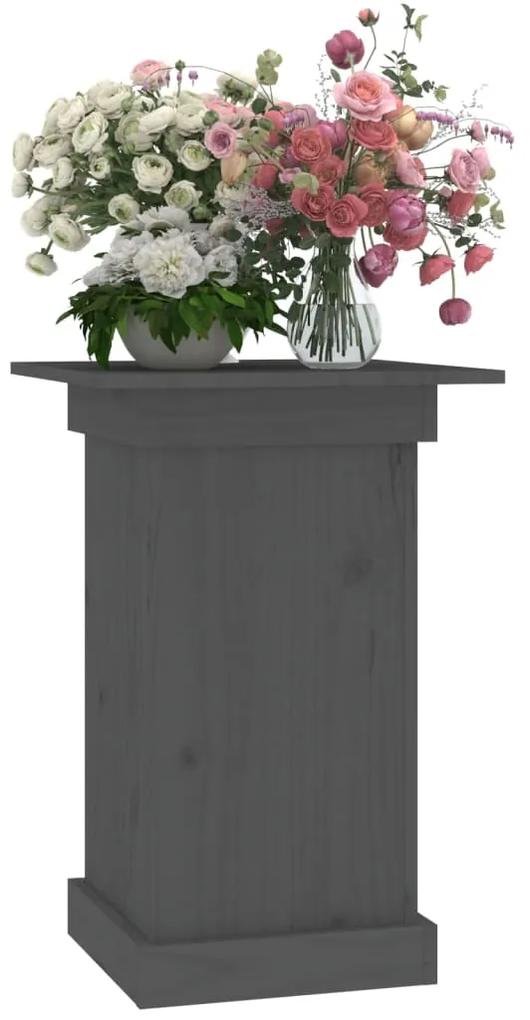 Stojan na květiny šedý 40 x 40 x 60 cm masivní borové dřevo,  823631