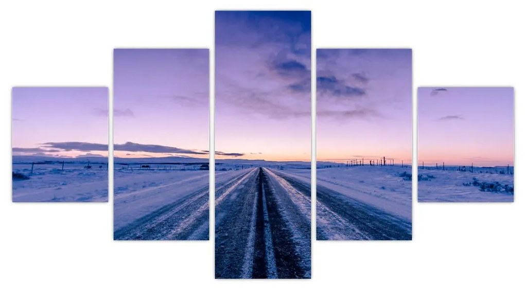 Obraz silnice v zimě (125x70 cm)