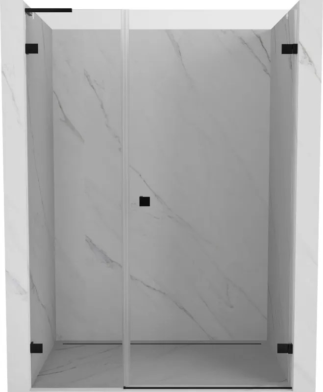 Mexen Lunar-B, L Otočné pravé sprchové dveře 125 cm, čiré sklo, černý profil, 832SL-125-050-70-00-P