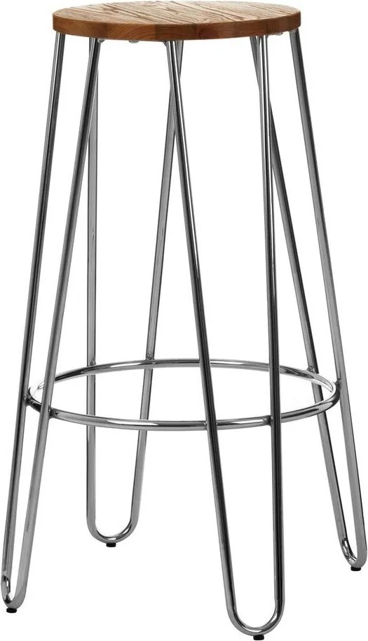 Barová stolička z jilmového dřeva ve stříbrné barvě/v přírodní barvě (výška sedáku 75 cm) District – Premier Housewares