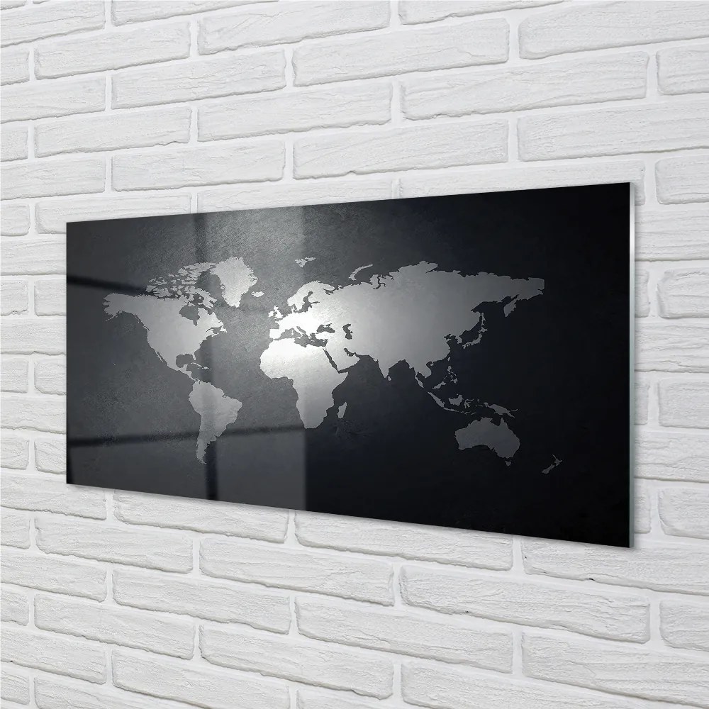 akrylový obraz Černém pozadí White mapa 100x50 cm