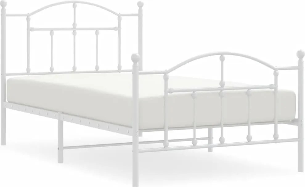 vidaXL Kovový rám postele s hlavovým a nožním čelem 100 x 190 cm [353500] Barva: Černá